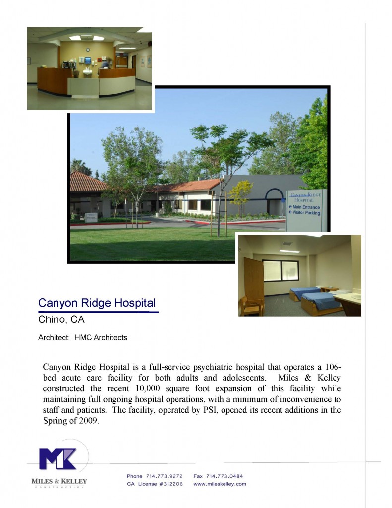 canyon-ridge-hospital - Miles & Kelley Construction Company, Inc.Miles ...